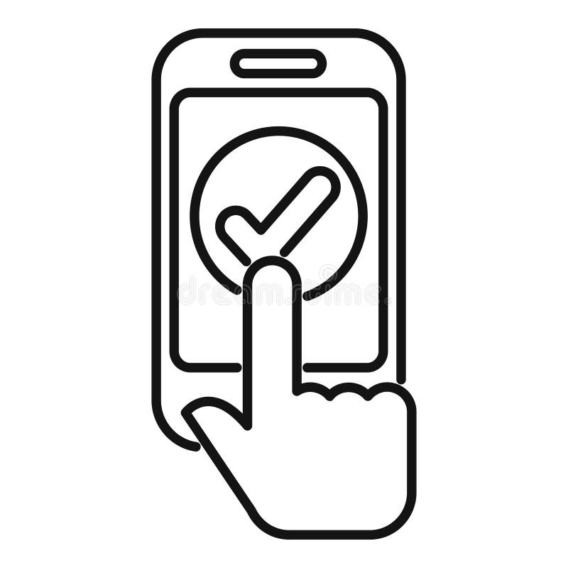 Hand Holding Smartphone Tapping Checkmark Icon Approving Application ...