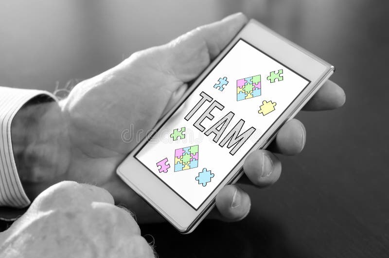 Team Concept on a Smartphone Stock Photo - Image of link, concept ...