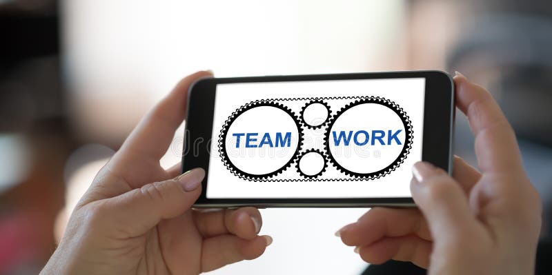 Teamwork Concept on a Smartphone Stock Image - Image of gears ...