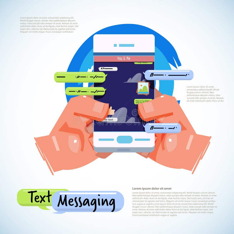 Hand Holding Smartphone and Texting Message. Chat with Text Mess Stock ...