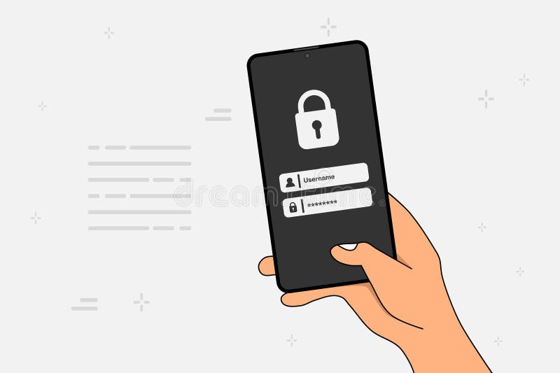 Hand Holding a Smartphone To Login Username and Password on Screen ...
