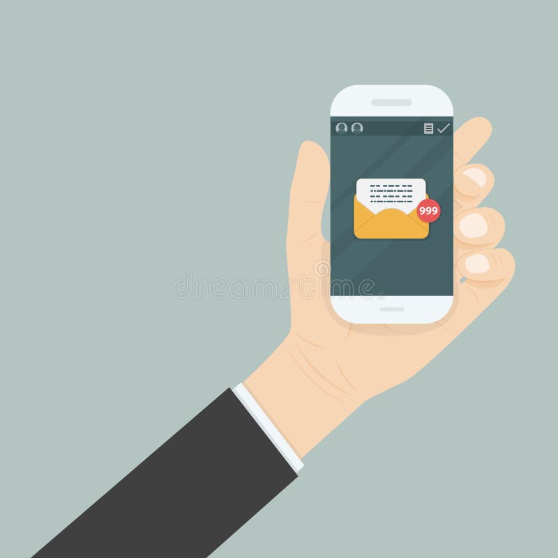 Hand Holding Smartphone and Touching Screen with Text Messaging. Stock ...