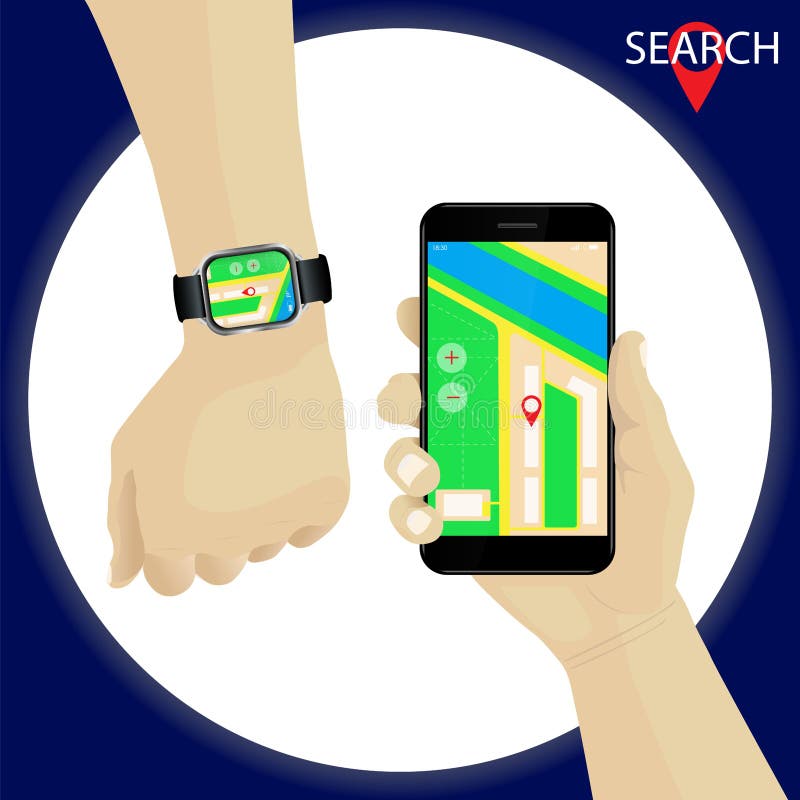 Hand Holding Smartphone with Tracking Gps Navigation. Hand with Stock ...