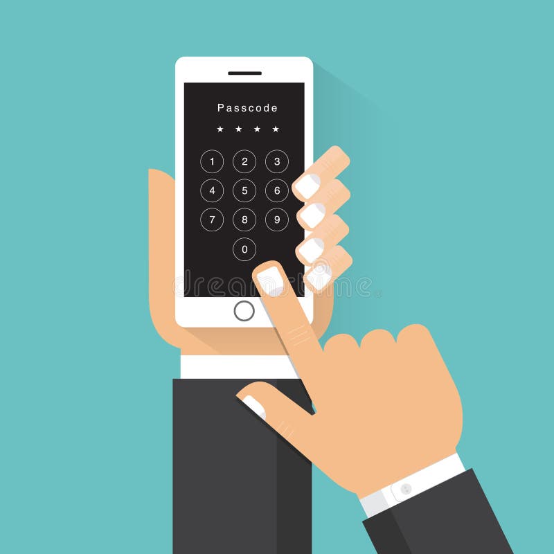 Hand Holding Smartphone with Unlock Screen. Flat Style Design Stock ...