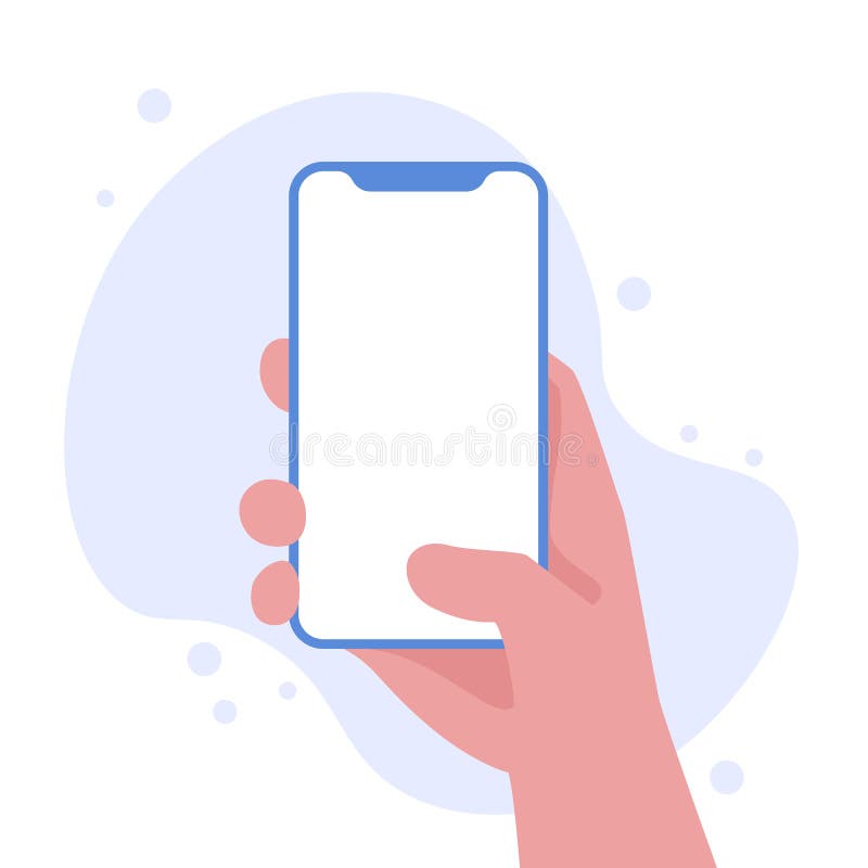 Hand Holding Smartphone Vertically with Blank Screen Vector ...