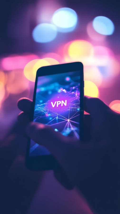 Hand Holding Smartphone with VPN Logo on Screen, Digital Security ...