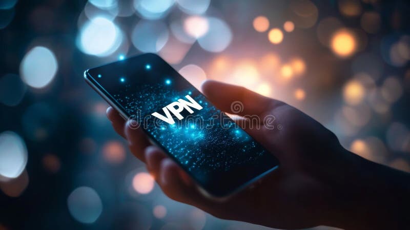 Hand Holding Smartphone with VPN Logo on Screen, Digital Security ...