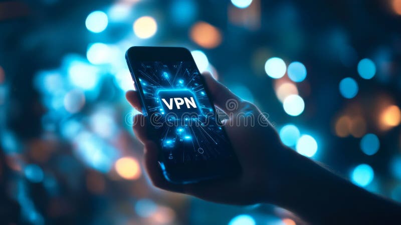 Hand Holding Smartphone with VPN Logo on Screen, Digital Security ...