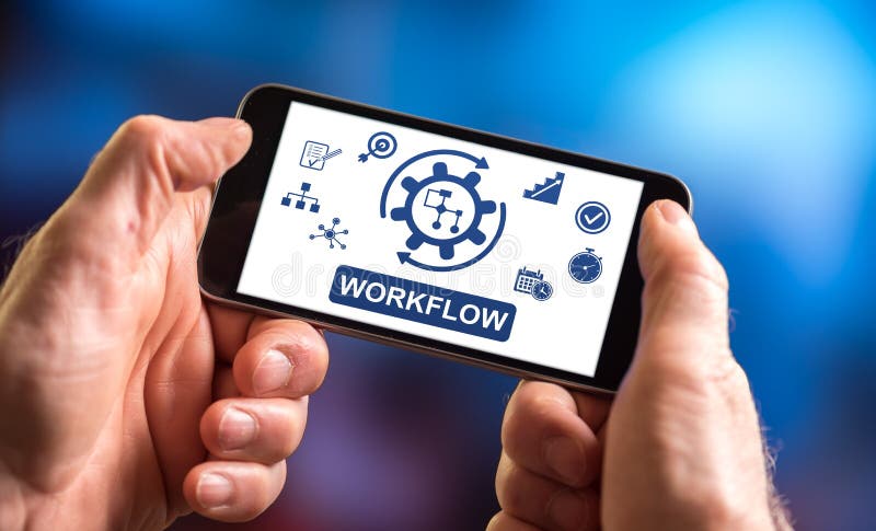 Workflow Concept on a Smartphone Stock Image - Image of element, data ...