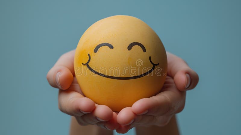 Hand holding smiley face stock illustration. Illustration of emotion ...