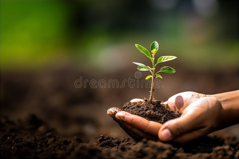 Sapling Growth: the Breath of Sustainability. Concept Ecological Impact ...