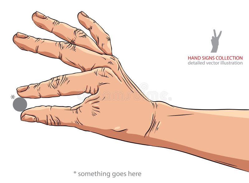 Hand Holding Some Small Object, Put There Something, Detailed Vector ...