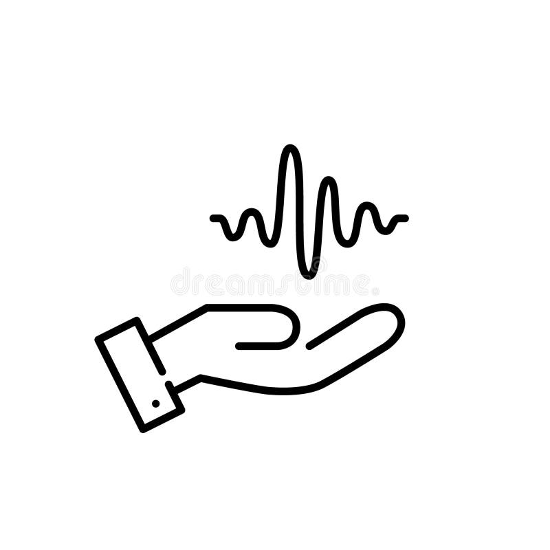 Hand Holding Sound Wave. Pixel Perfect, Editable Stroke Stock Vector ...