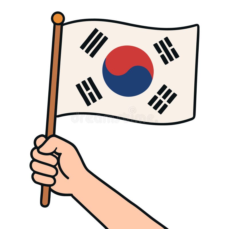 Hand Holding South Korean Flag Illustration Stock Illustration ...