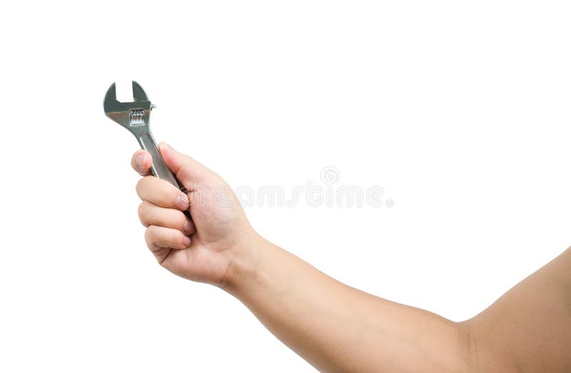 Hand holding a spanner stock image. Image of home, female - 53703797