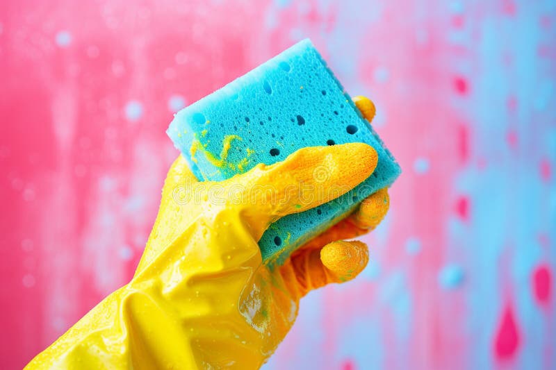 Hand Holding a Sponge Containing Detergent Stock Illustration ...