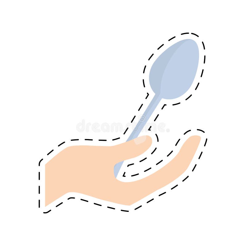 Hand Holding Spoon Cook Utensil Cut Line Stock Illustration ...
