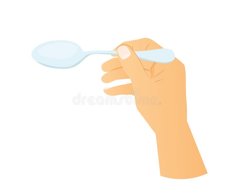 Hand holding spoon stock vector. Illustration of hold - 307463383