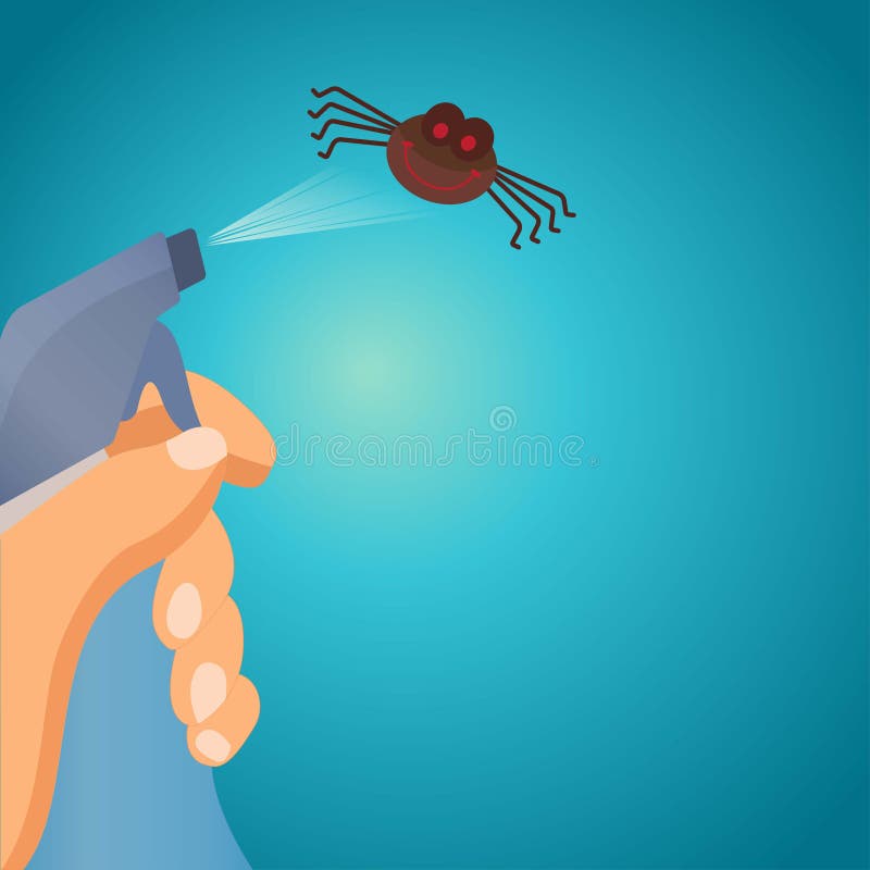 Hand Holding a Spray Against Spiders Stock Vector - Illustration of ...