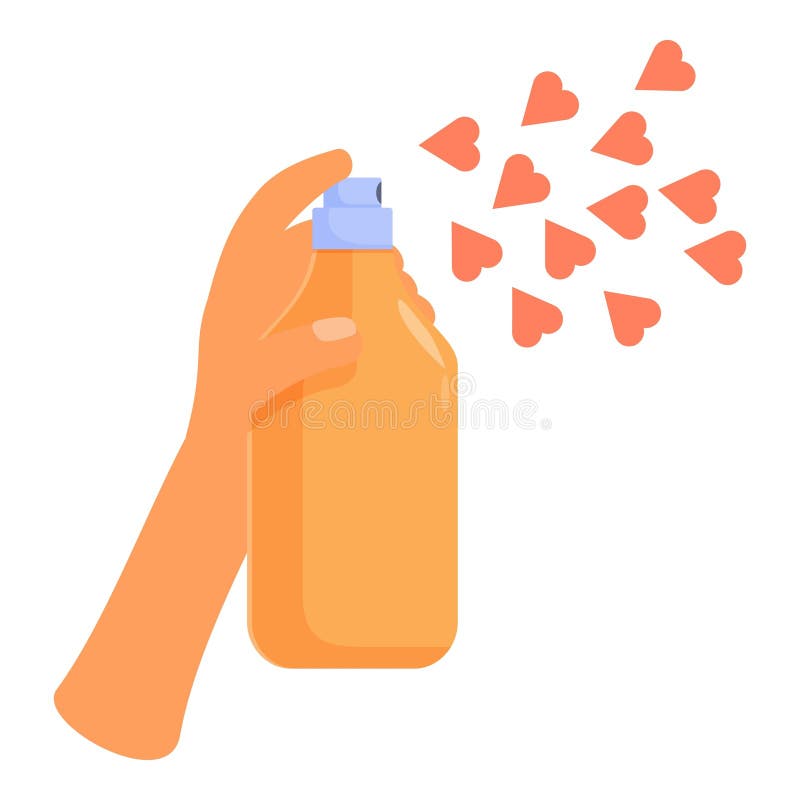 Hand Holding Spray Bottle Spraying Love Hearts Stock Vector ...
