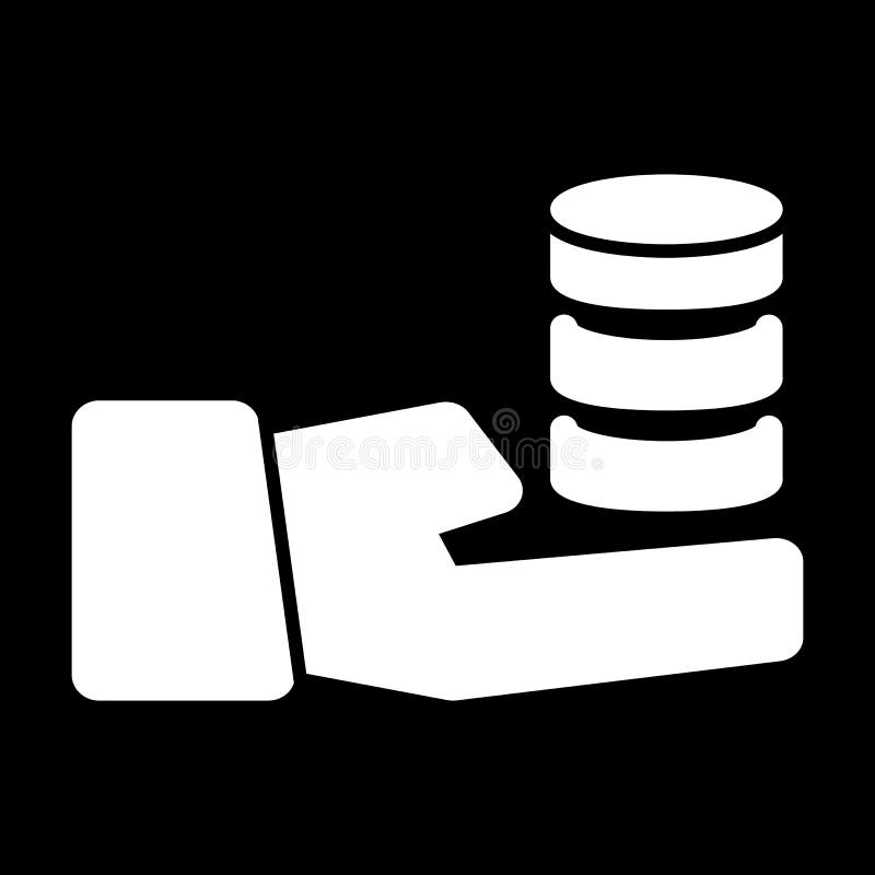 Hand Holding a Stack of Coins Vector Icon. Black and White Coin ...