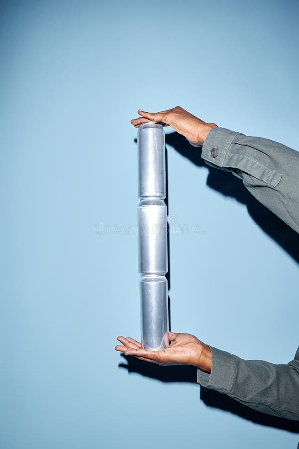 Hand Holding Stainless Steel Coffee Cup Stacked Horizontally Stock ...