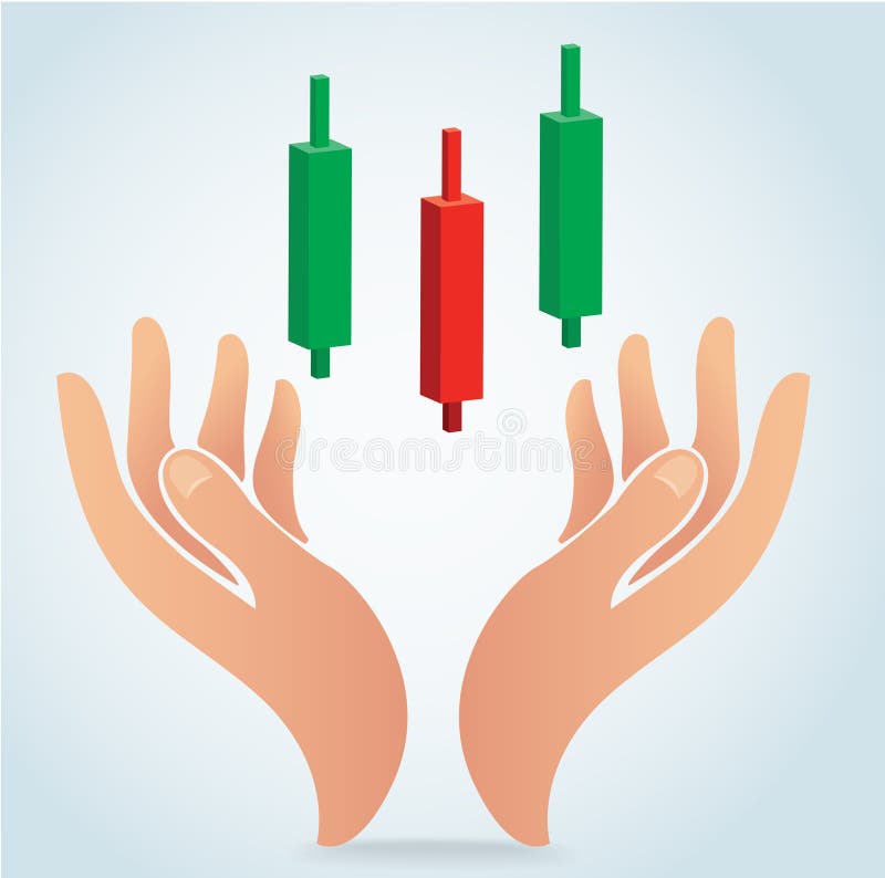 Hand Holding Stick Graph Chart of Stock Market Vector Stock Vector ...