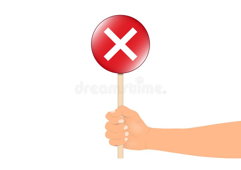Hand Holding Stick with Red Cross Sign Vector Illustration Stock Vector ...