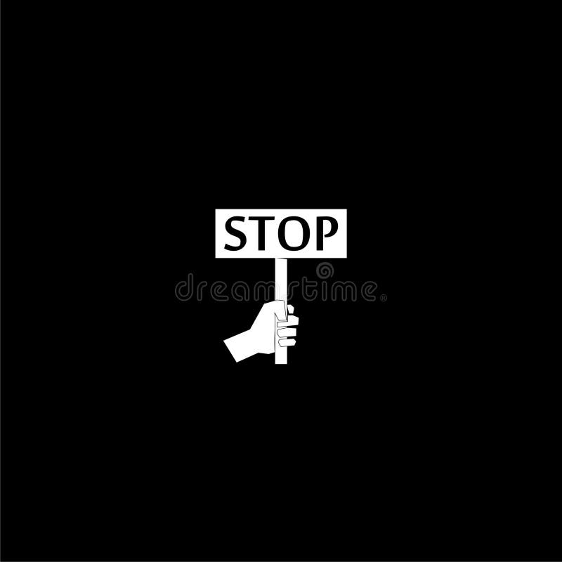 Hand Holding Stop Sign Icon Isolated on Dark Background Stock Vector ...