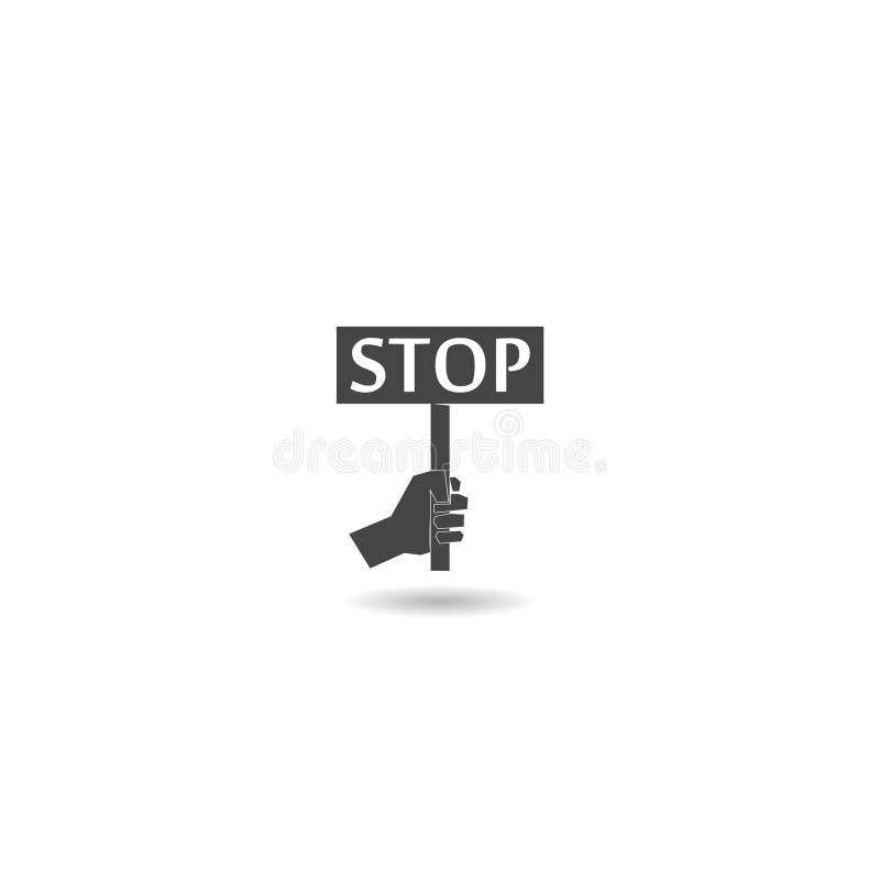 Hand Holding Stop Sign Icon with Shadow Stock Illustration ...