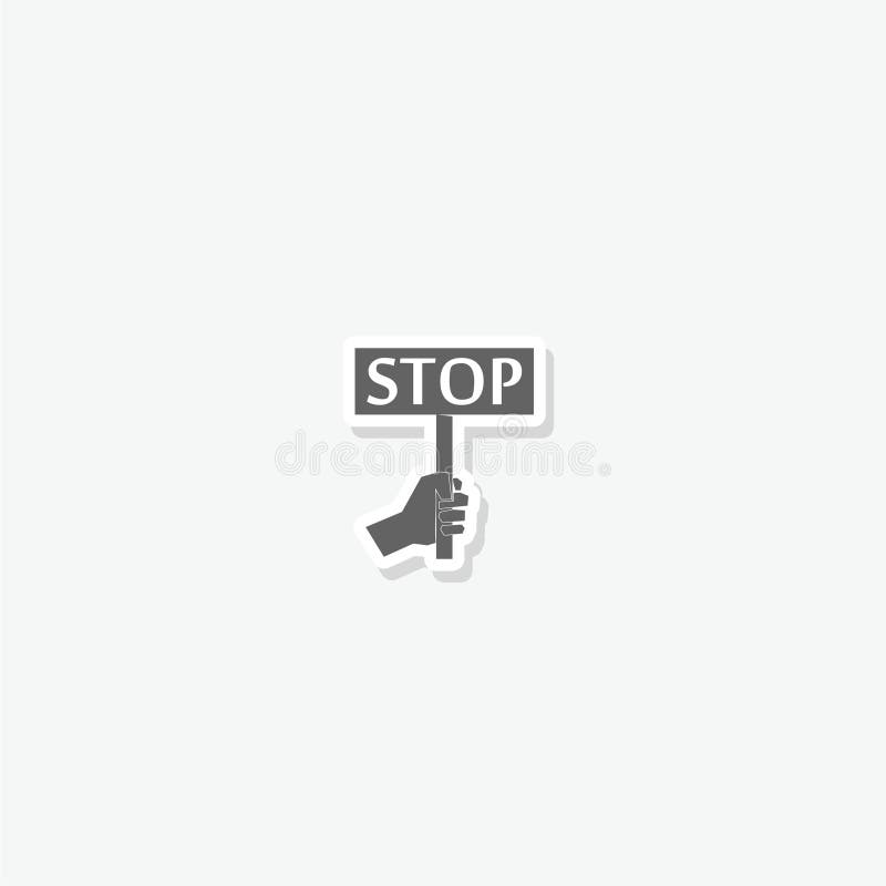 Hand Holding Stop Sign Icon Sticker Isolated on Gray Background Stock ...
