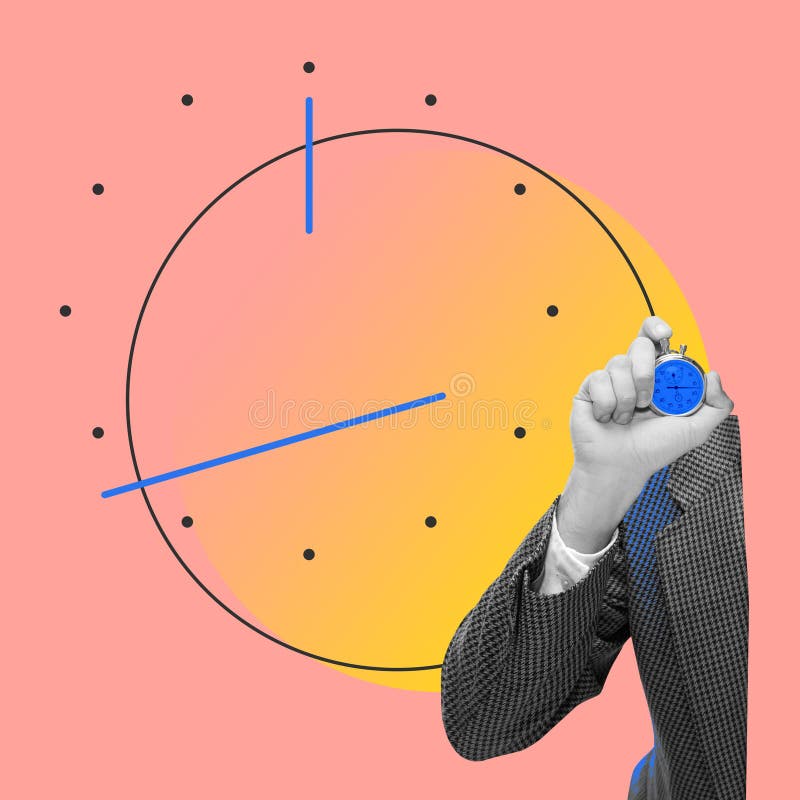 Hand Holding Stopwatch in Front of Distorted Clock Face, Representing ...