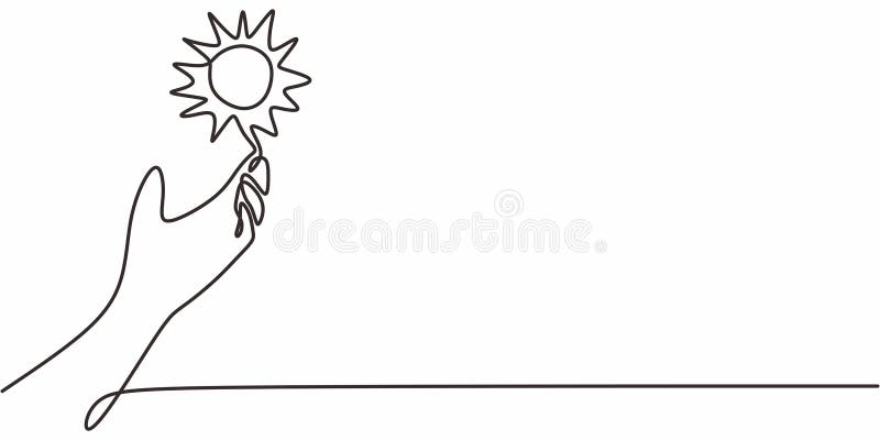 Hand Holding Sun One Line. Solar Energy Vector. Natural Power. Hope ...