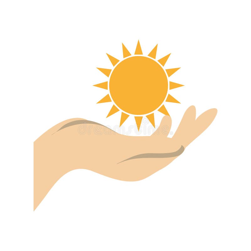 Hand holding a sun shape stock vector. Illustration of nature - 86201675