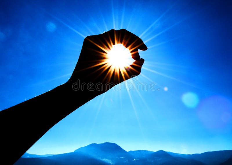 A hand holding sun. stock photo. Image of freedom, copy - 89503558