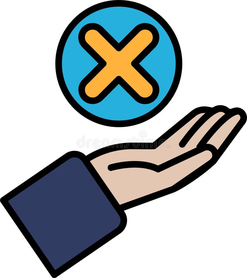 A hand holding an X stock vector. Illustration of vector - 327022227