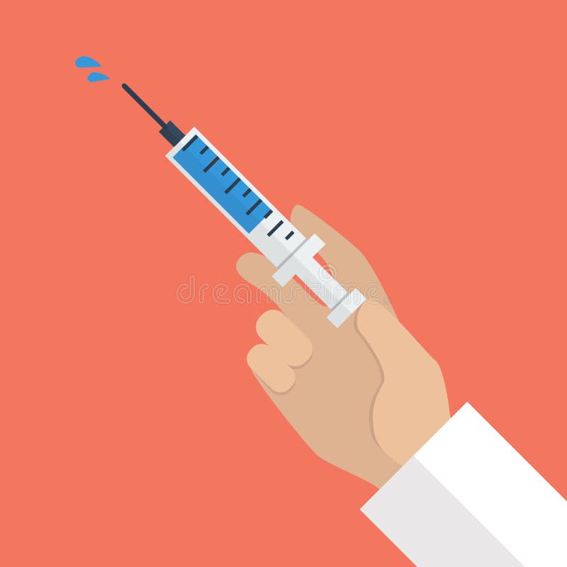 Hand holding syringe stock vector. Illustration of heal - 63555705
