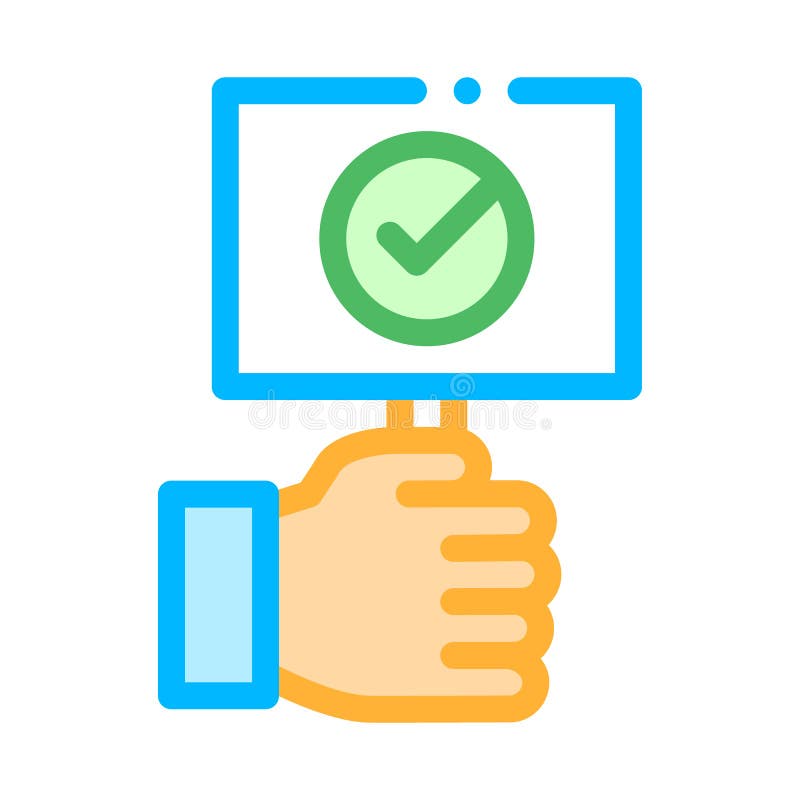 Hand Holding Tablet with Approved Mark Vector Icon Stock Vector ...