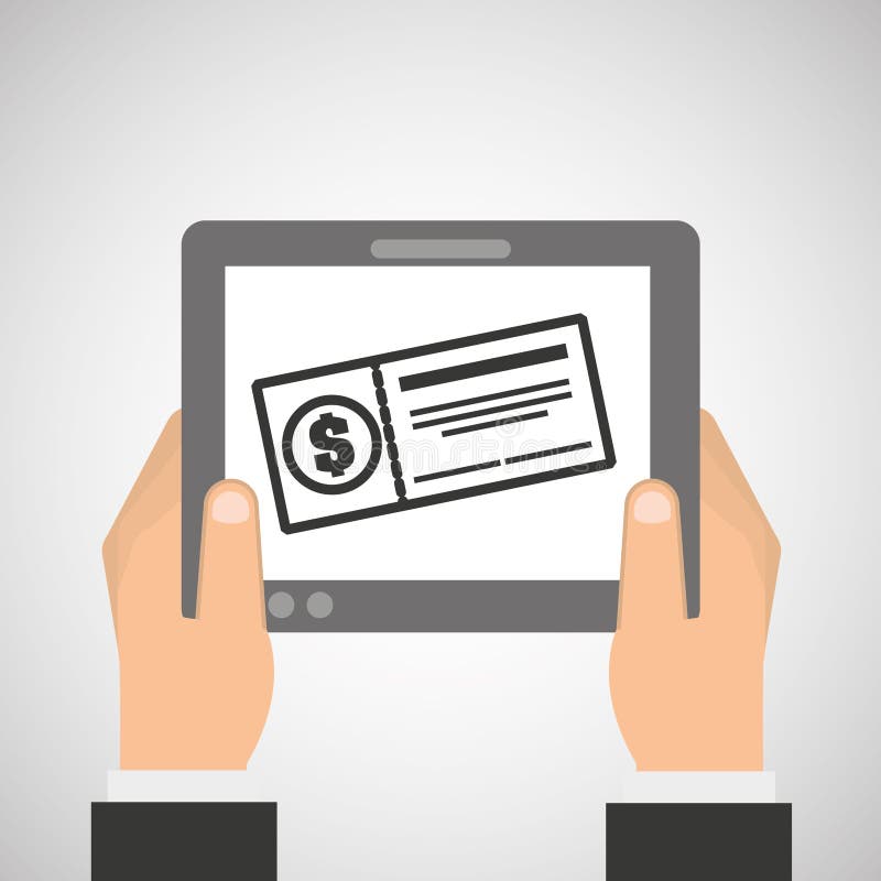 Hand Holding Tablet Bank Check Stock Vector - Illustration of girl ...