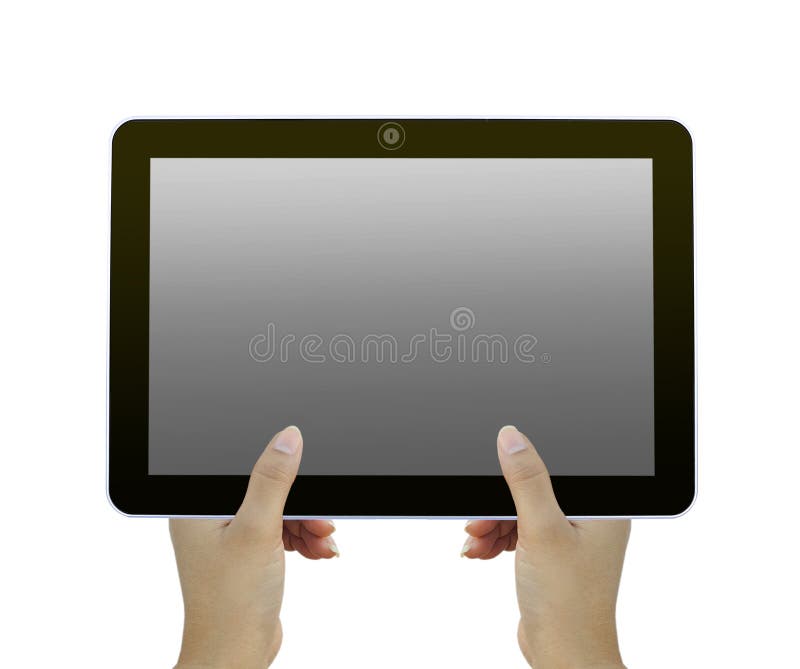 Interactive Touch Screen Tablet with Hand Stock Image - Image of ...
