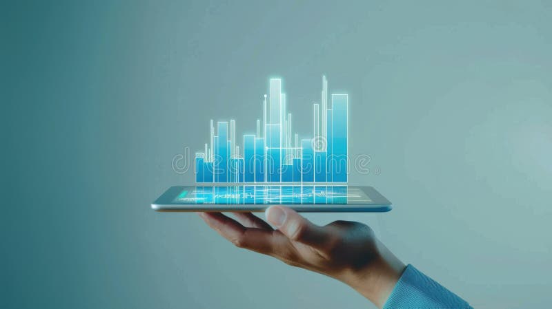 The Hand Holding Tablet Graph.AI Generated Image Stock Image - Image of ...