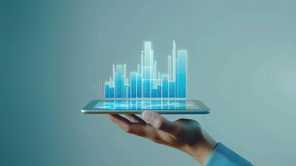 The Hand Holding Tablet Graph.AI Generated Image Stock Image - Image of ...
