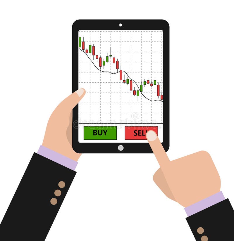 Hand Holding Tablet with Forex Stock Chart. Stock Vector - Illustration ...