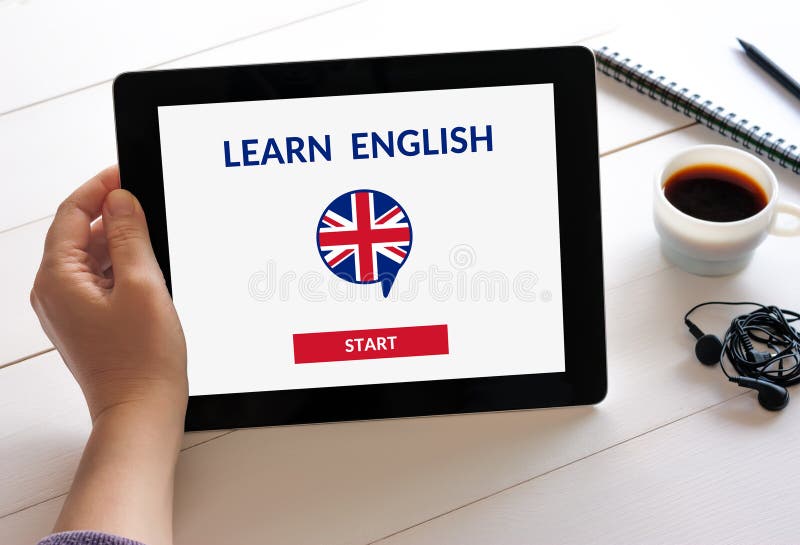 Learn English Concept on Laptop and Smartphone Screen Stock Image ...