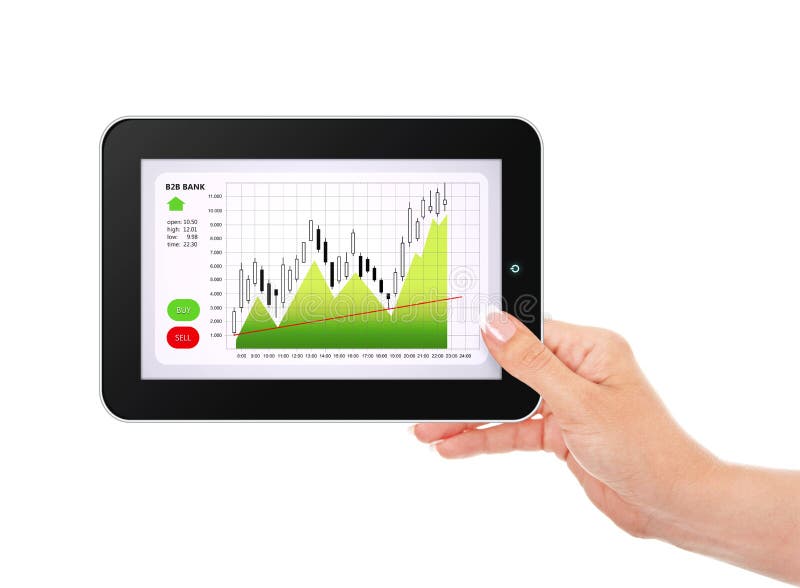 Hand Holding Ipad with Stock Market Chart Stock Photo - Image of ...