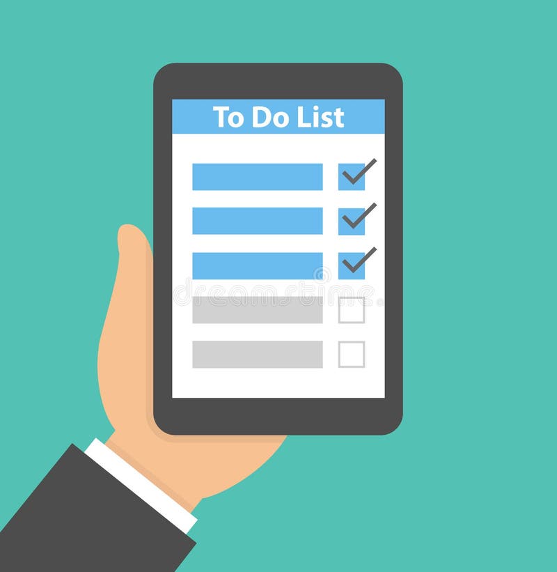 Hand holding tablet stock vector. Illustration of checklist - 88494231