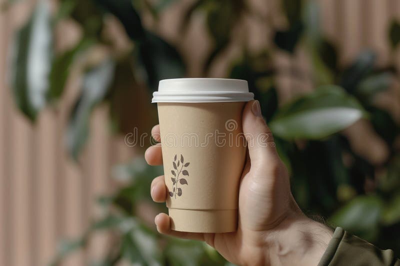 Hand Holding Takeaway Paper Coffee Cup. Generative AI Stock ...