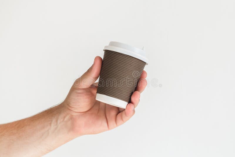 Hand Holding Takeaway Paper Coffee Cup Stock Image - Image of drinking ...