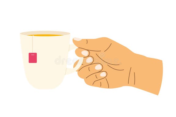 Hand holding tea cup stock vector. Illustration of time - 329643510
