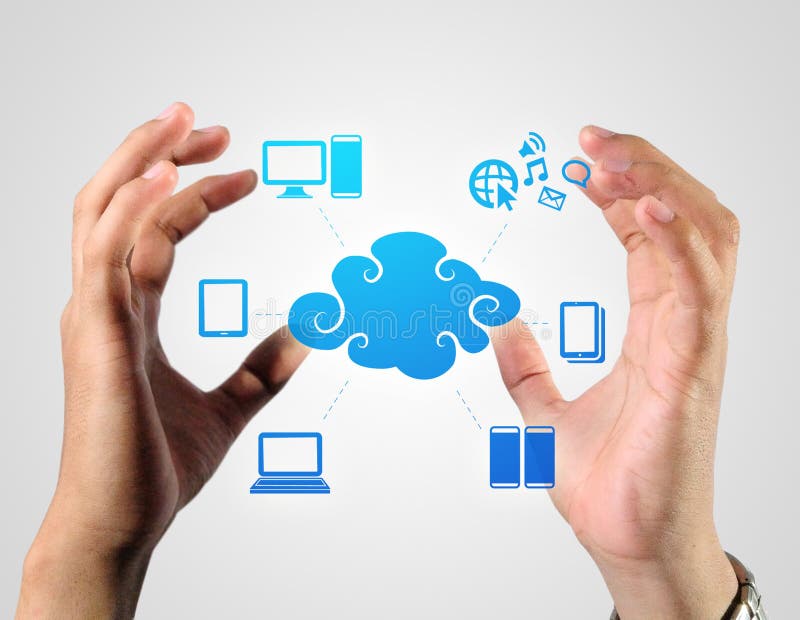 Hand Holding Technology of Cloud Computing Stock Image - Image of data ...